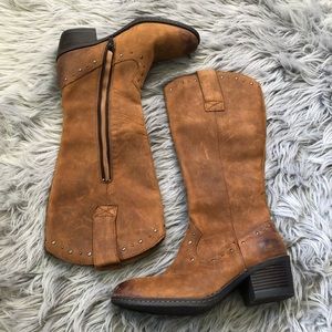boc | Shoes | Boc Brown Leather Knee High Boots With Zippers | Poshmark